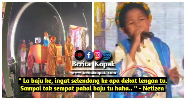 La baju ke, ingat selendang ke apa dekat lengan tu. Sampai tak sempat ...