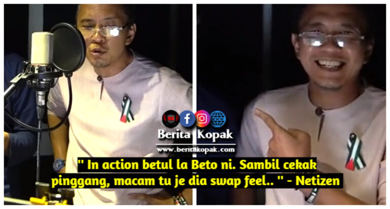 In action betul la Beto ni. Sambil cekak pinggang, macam tu je dia swap ...
