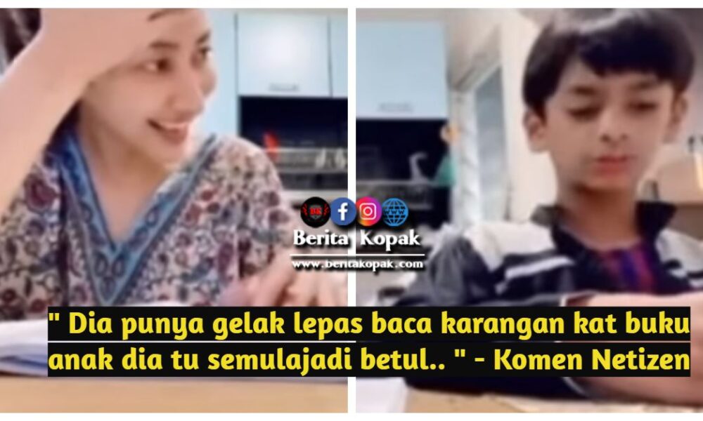 Dia punya gelak lepas baca karangan kat buku anak dia tu semulajadi ...