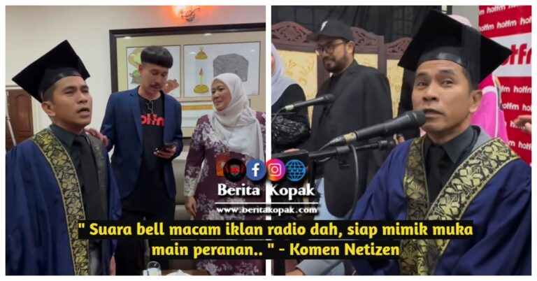 Suara bell macam iklan radio dah, siap mimik muka main peranan ...