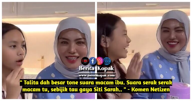 Talita dah besar tone suara macam ibu. Suara serak serak macam tu, sebijik tau gaya Siti Sarah ...