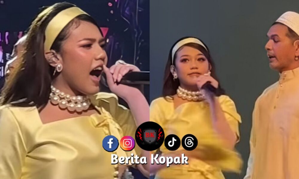 Happening persembahan Auddra hari ni, siap bawa bapak atas pentas lagi ...